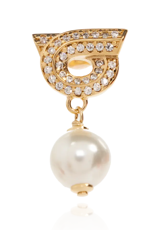 FERRAGAMO Earrings With Logo Detailing And Pearl Accent