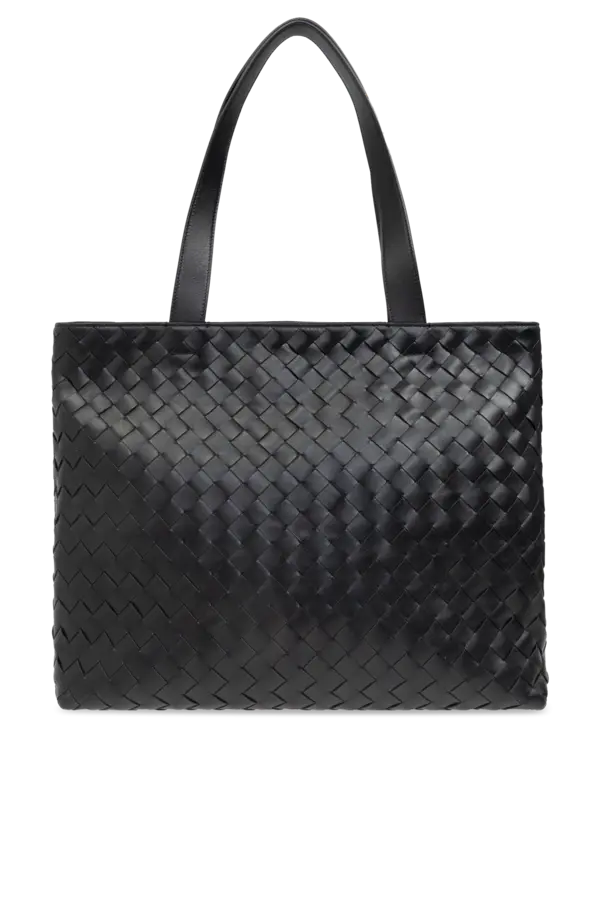 Bottega Veneta Intrecciato Leather Shopper Bag - Black