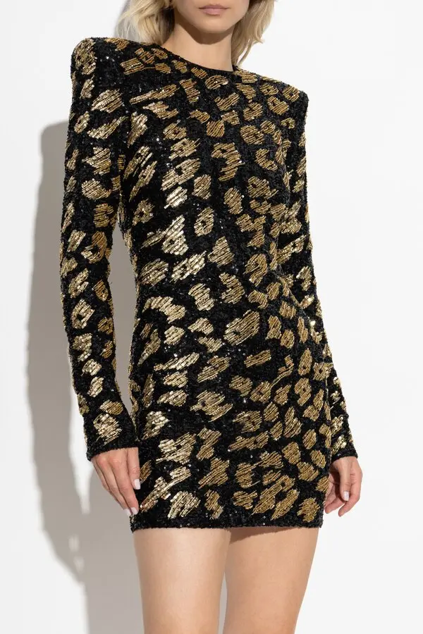 Balmain Sequin Leopard Print Mini Dress