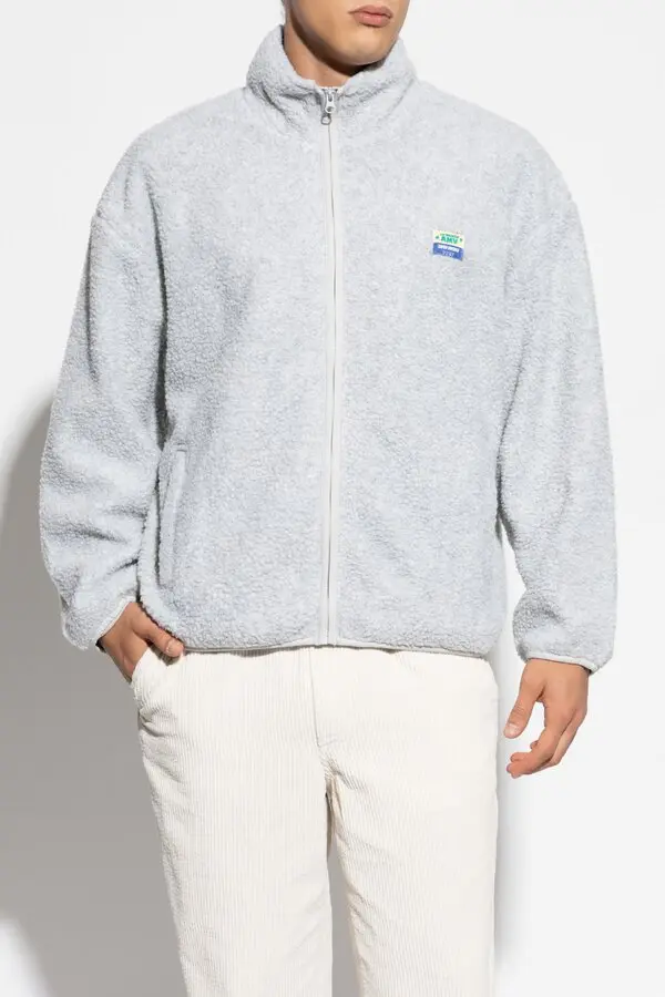 American Vintage Fur Sweatshirt With Logo Patch - Grey