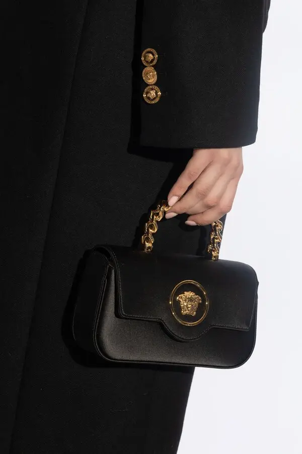 Versace Satin Shoulder Bag - Black | Editorialist