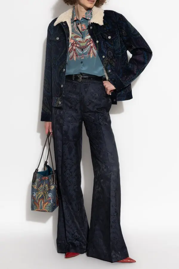 Etro Corduroy Jacket With Paisley Pattern And Faux-fur Collar