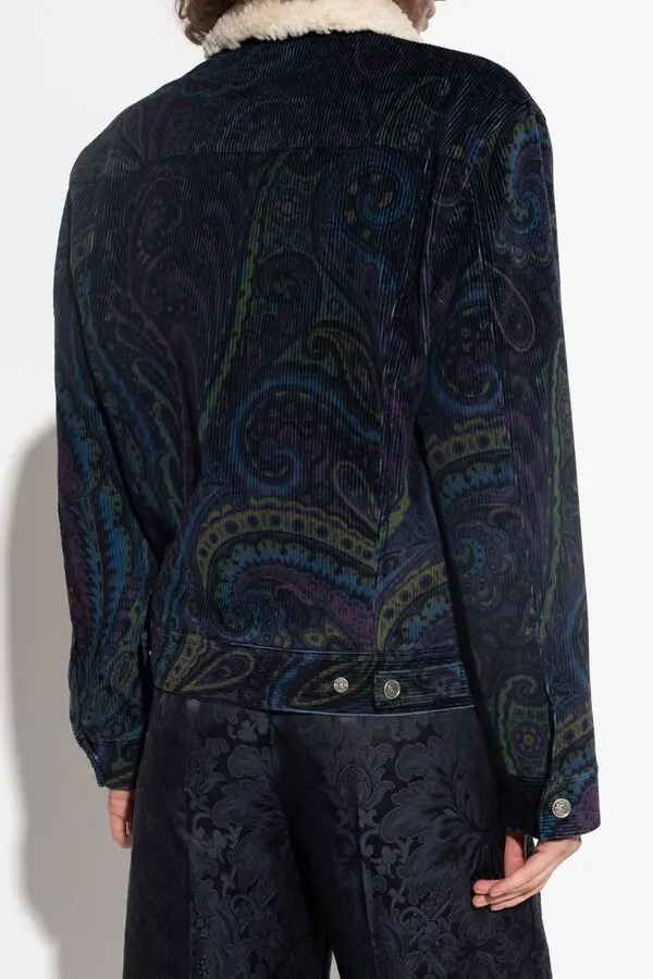 Etro Corduroy Jacket With Paisley Pattern And Faux-fur Collar
