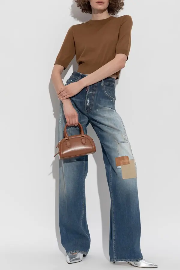 Dsquared2 Sand Diego Wide Leg Jeans