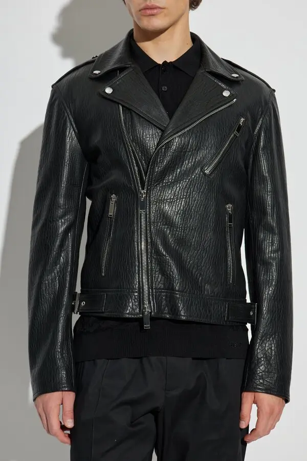 Alexander McQueen Embossed Lambskin Leather Jacket