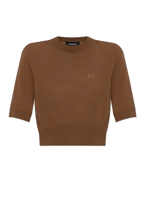 Dsquared2 Wool Top With Embossed Logo - Brown