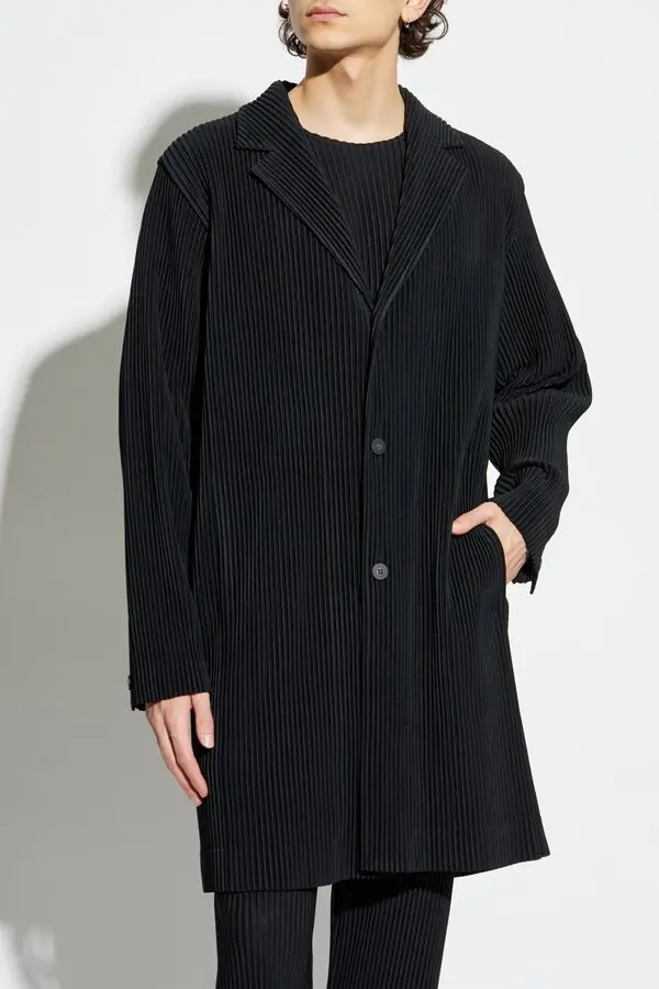 Issey Miyake Pleated Coat - Black