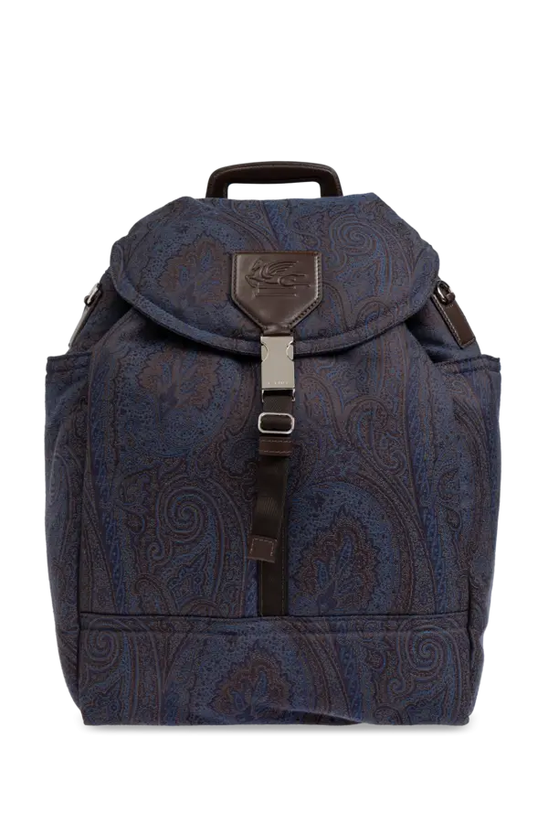 Etro Backpack With Paisley Motif - Navy Blue