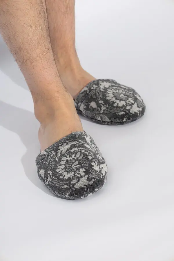 Versace Barocco Cotton Slippers In Grey - 50% Off | Editorialist display picture 1