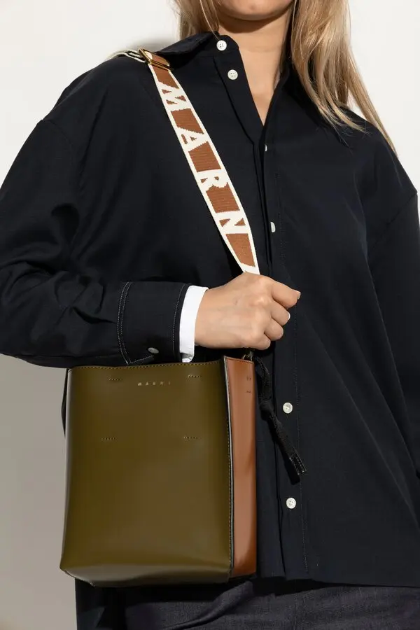 Marni Geometric Leather Handbag - Green