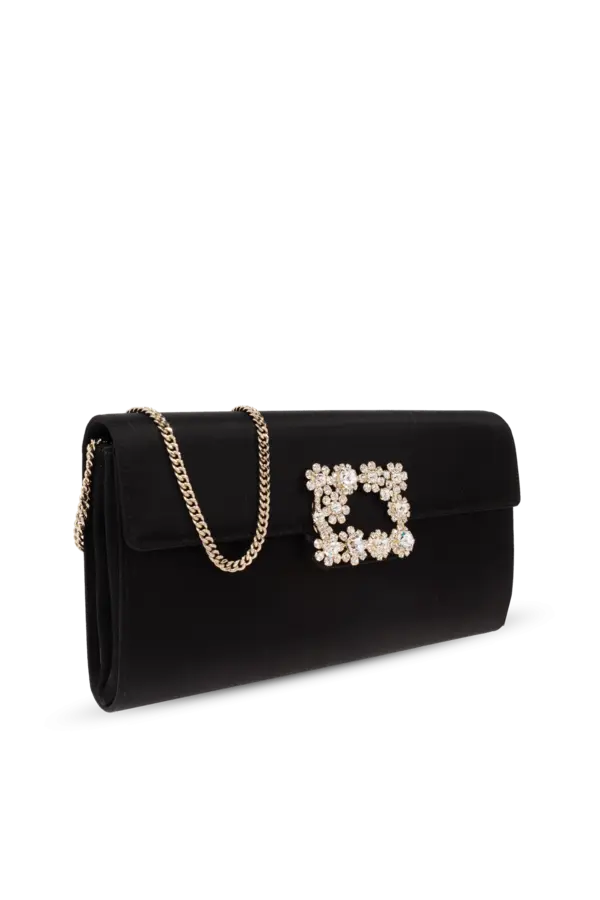 ROGER VIVIER Satin Efflorescence Clutch With Crystal Embellishment