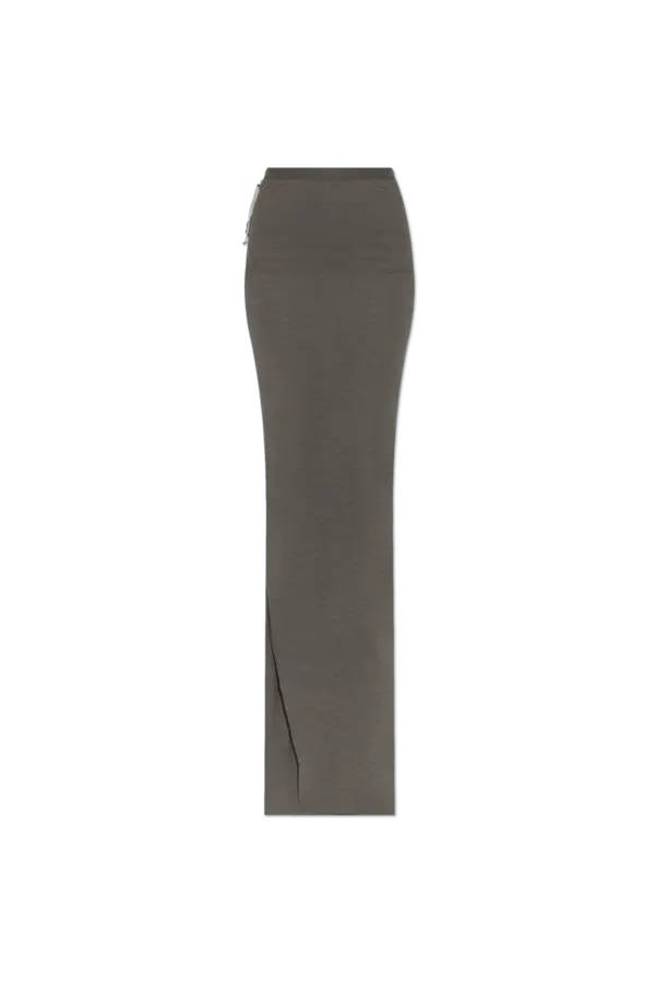 Rick Owens Sculptural Knit Maxi Skirt With Elongated Train