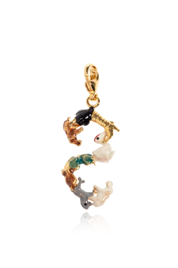 Marni Animal Figure Brass Pendant Necklace - Multicolour