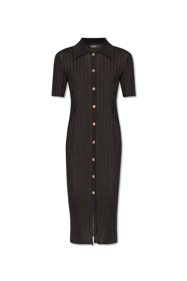 slim fit dress slacks Versace Black Medallion Cut-Out Dress – Treasures of NYC main image 1