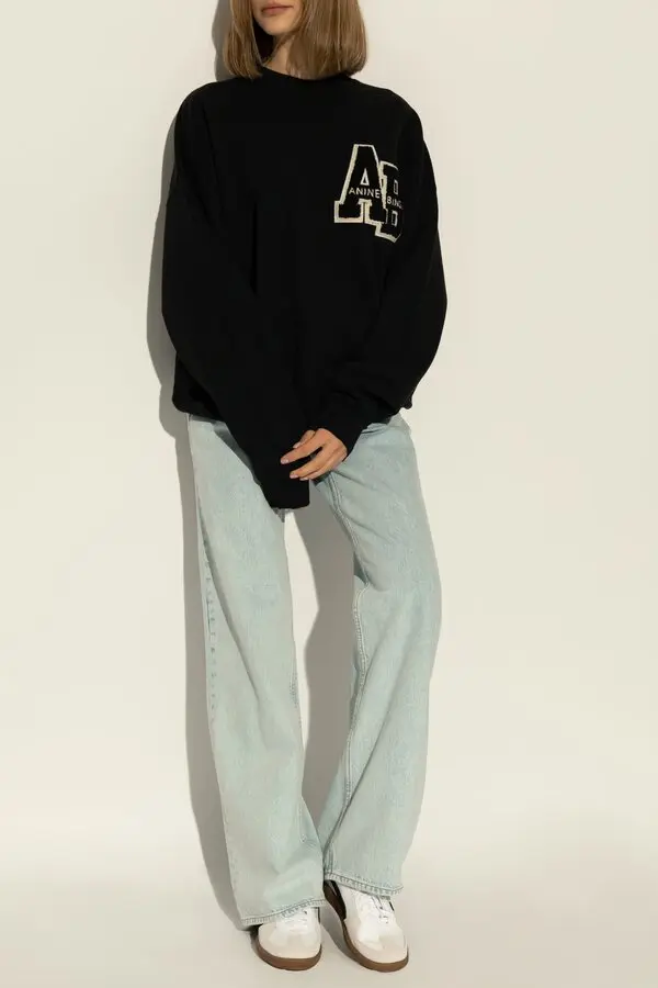 ANINE BING Logo Patch Cotton Sweatshirt