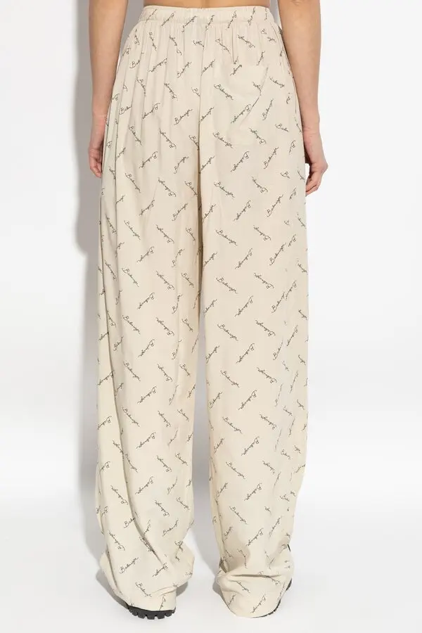Balenciaga Wide-leg Viscose Pants With Logo