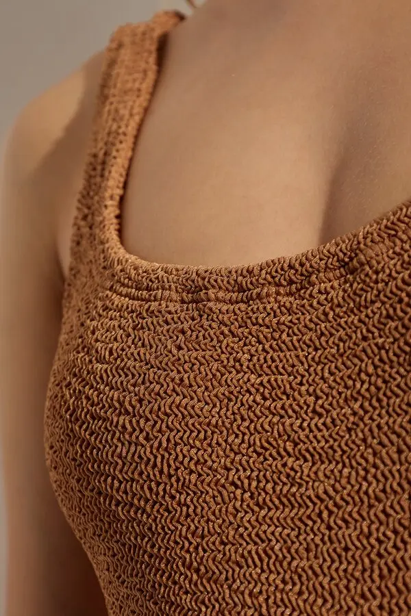 Hunza G Square Neck One-piece Swimsuit - Brown