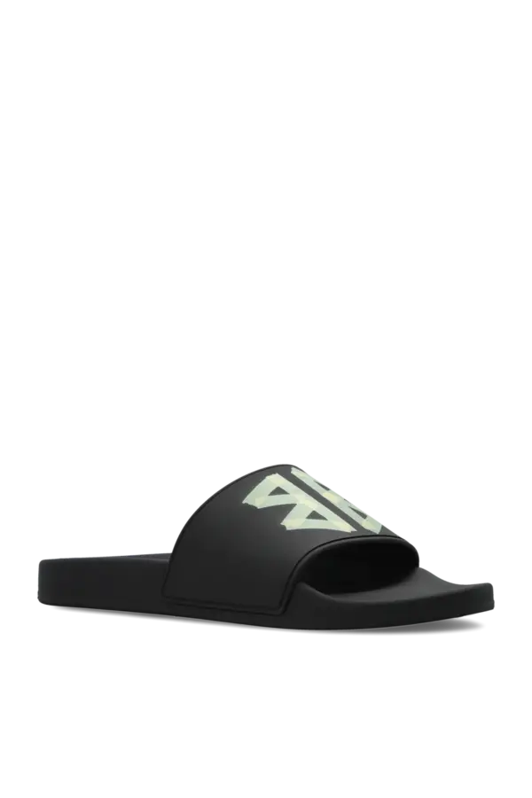 Balenciaga Slides With Logo - Black
