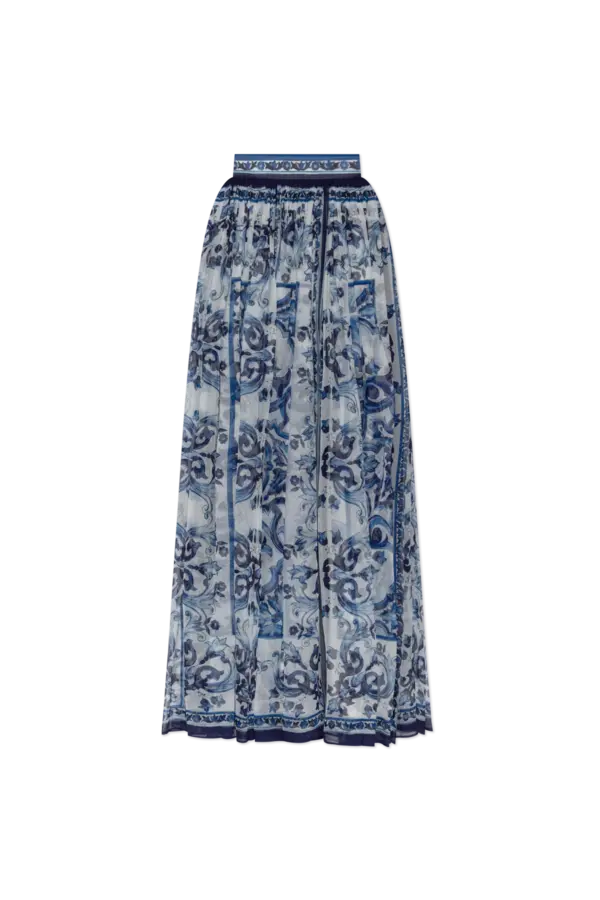 Dolce & Gabbana Printed Silk Maxi Skirt