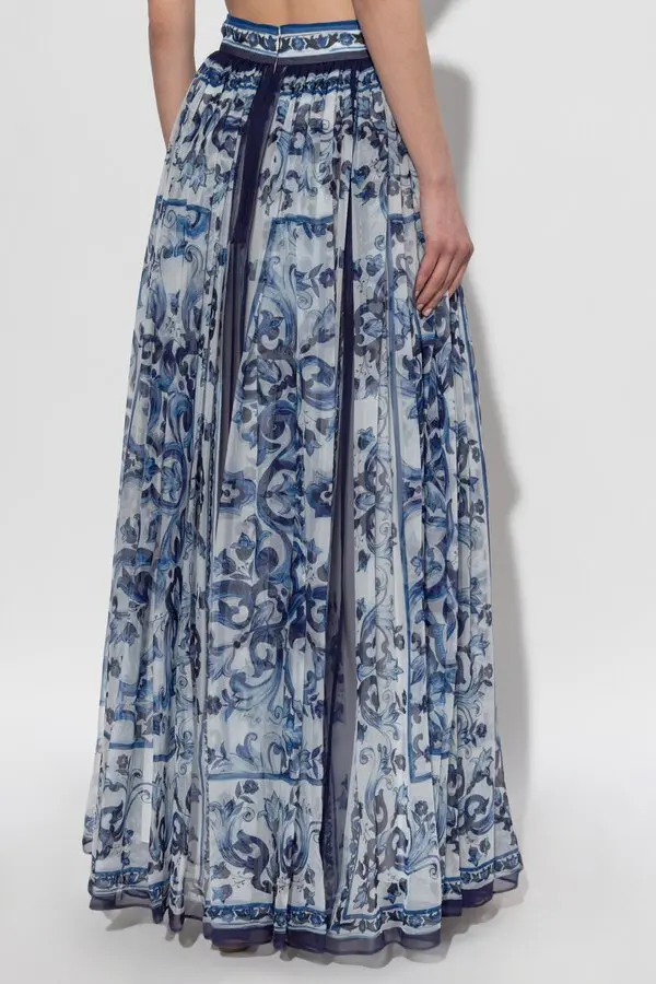Dolce & Gabbana Printed Silk Maxi Skirt