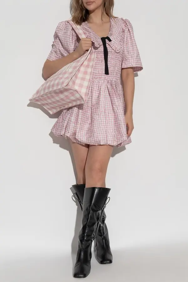 GANNI Checkered Short Dress