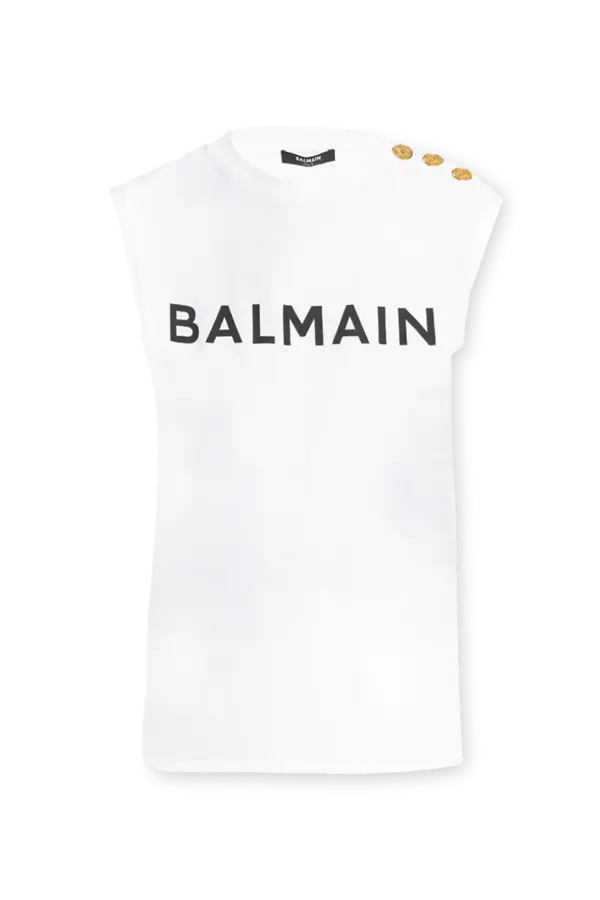 Balmain Sleeveless T-shirt With Logo - White