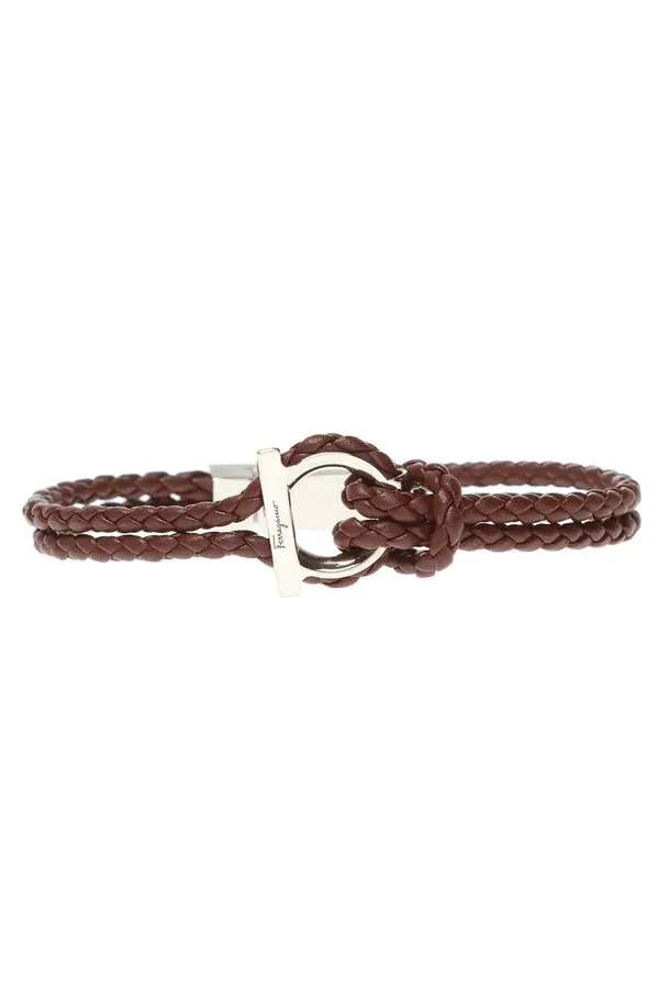 FERRAGAMO Gancini Braided Bracelet - Brown