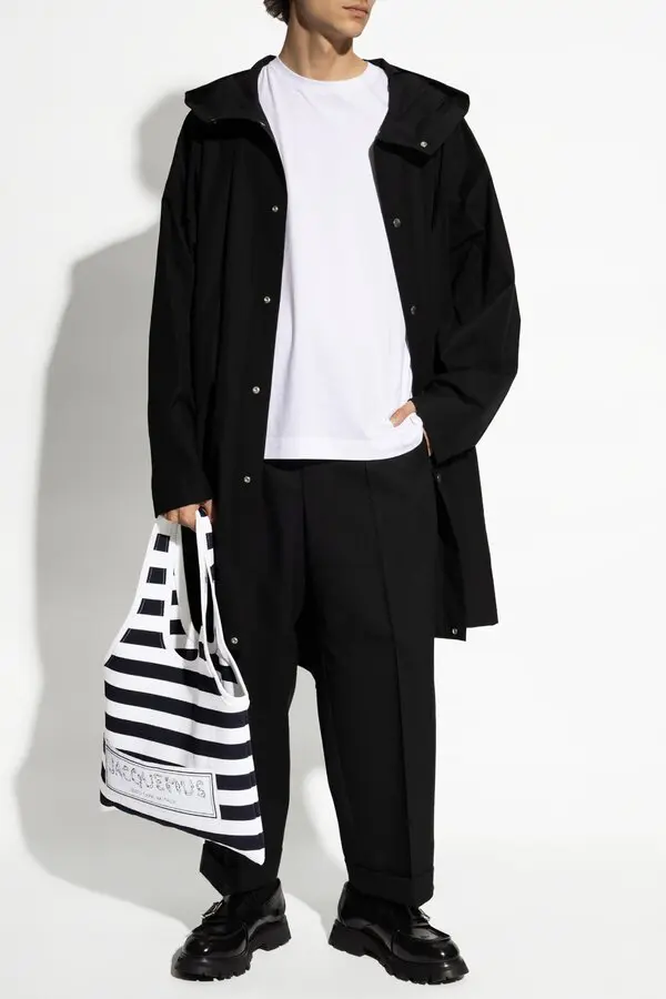 JIL SANDER Cotton Parka Jacket With Logo Detail - Black