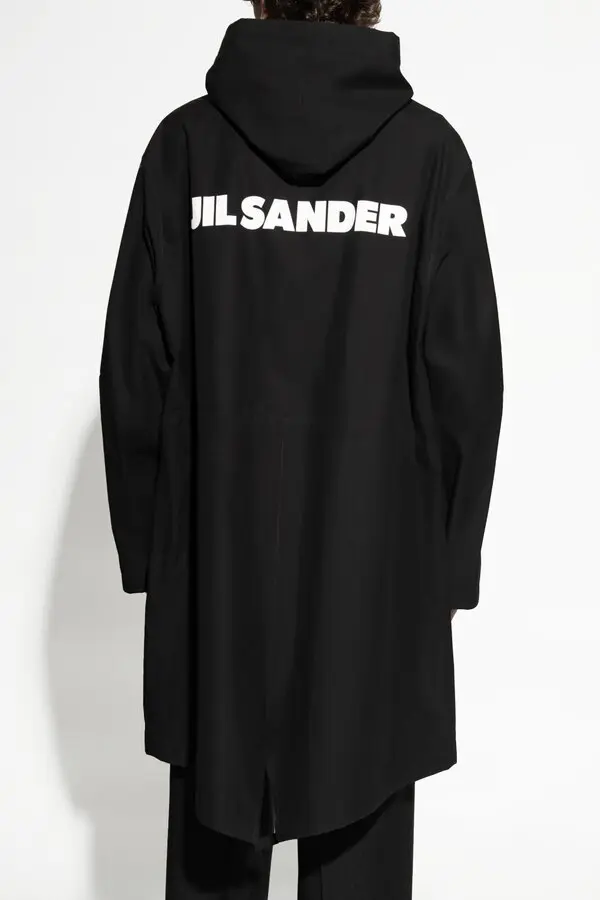 JIL SANDER Cotton Parka Jacket With Logo Detail - Black