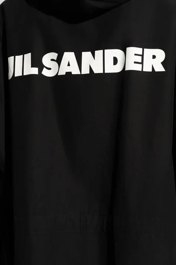 JIL SANDER Cotton Parka Jacket With Logo Detail - Black