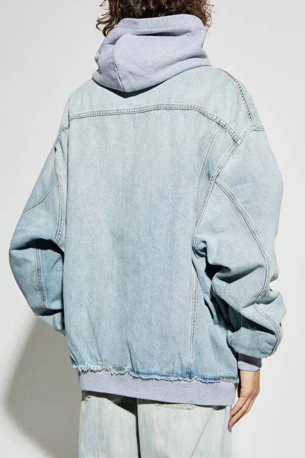 Balenciaga Hooded Denim Jacket - Light Blue