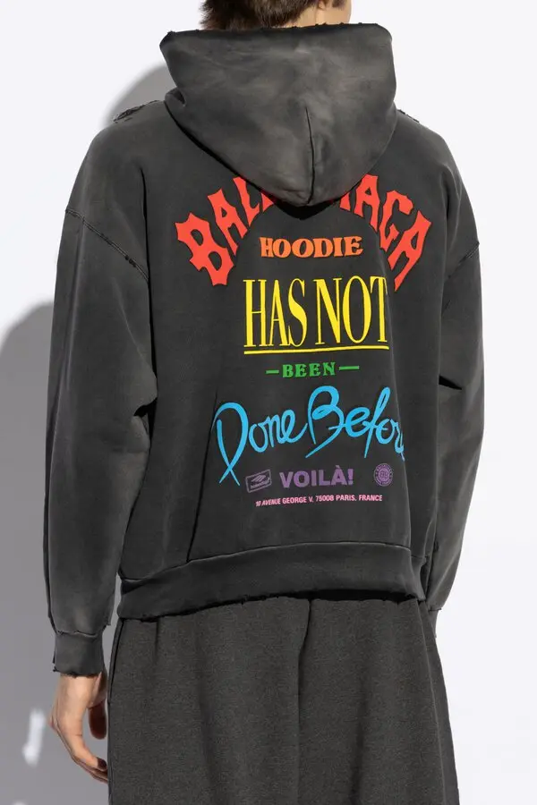 Balenciaga Vintage Effect Cotton Hoodie