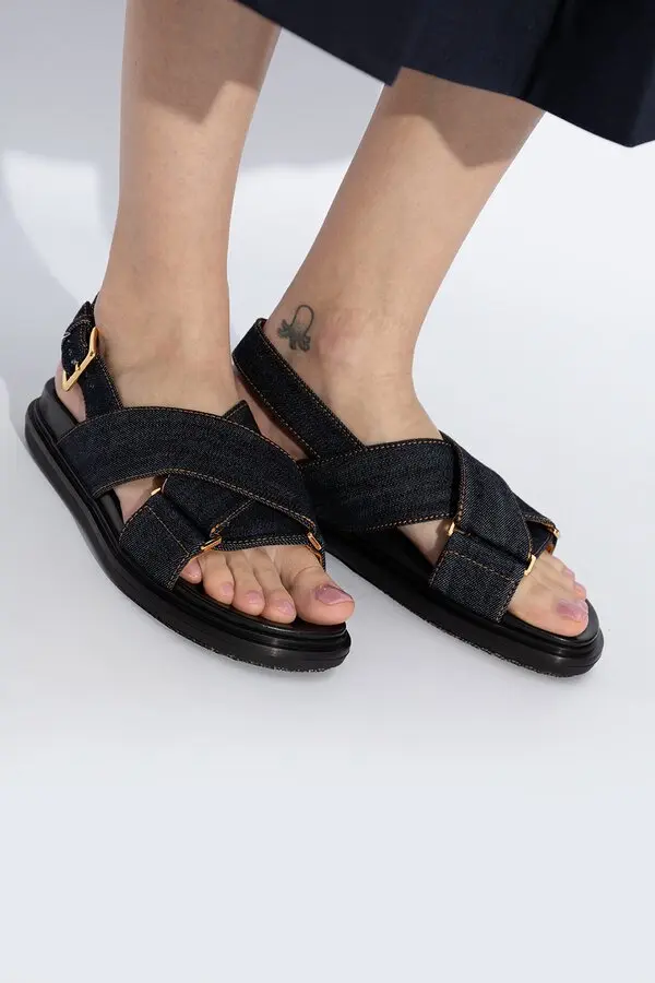 Marni Fussbett Denim Sandals - Navy Blue