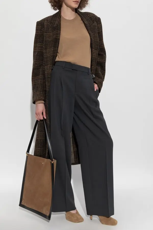 Ami Wide-leg Wool Trousers With Buckled Straps
