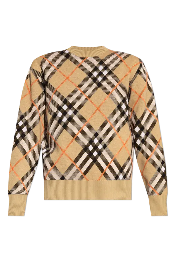 Burberry Check Pattern Wool-blend Sweater - Beige