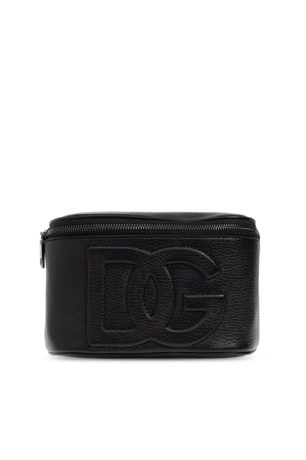 Dolce & Gabbana Leather Belt Bag With Embossed Logo - Black