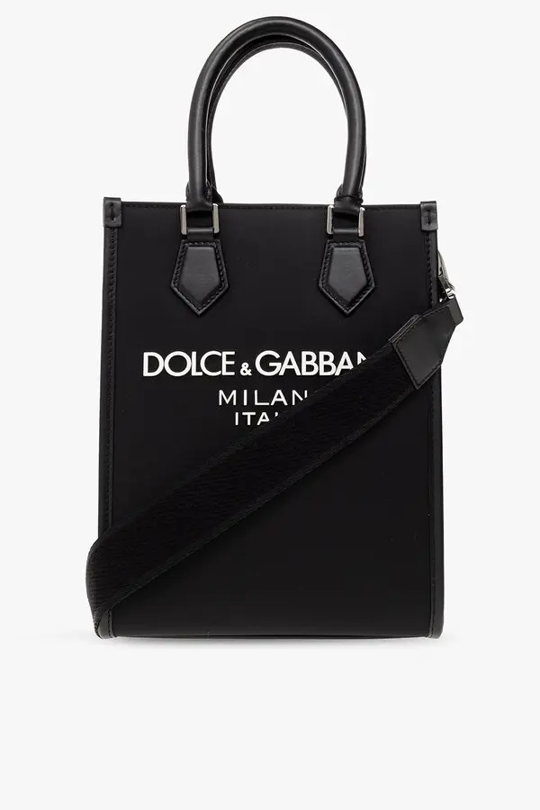 Dolce & Gabbana Shoulder Bag With Logo Appliqu - Black