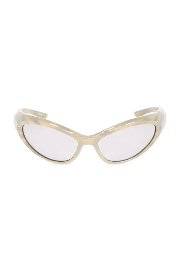 Balenciaga Acetate Sunglasses With Designer Logo - Cream