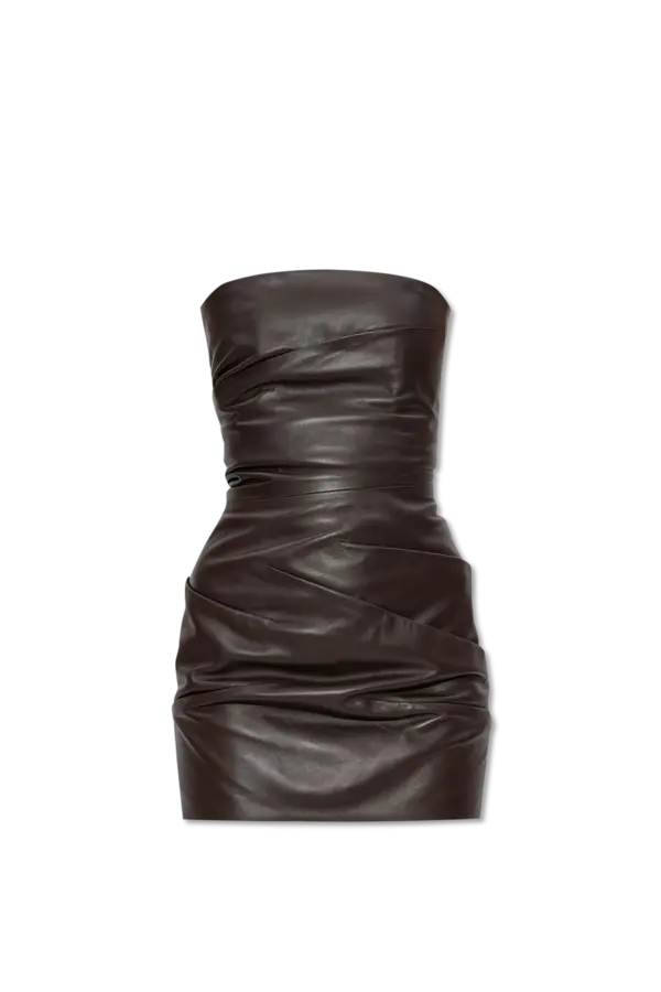 Attico Leather Mini Dress - Brown
