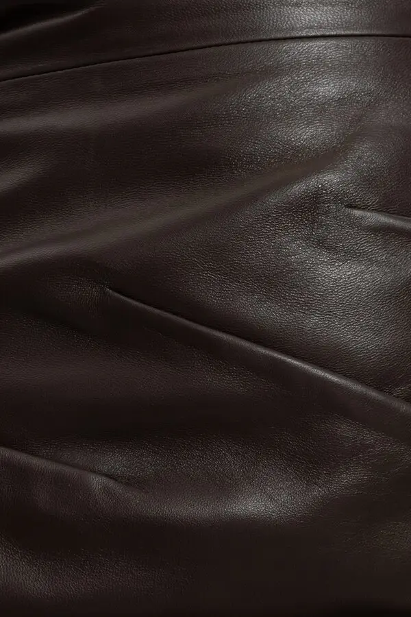 Attico Leather Mini Dress - Brown