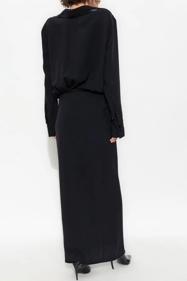 Attico Floor-length Dress With Silver Appliqu - Black
