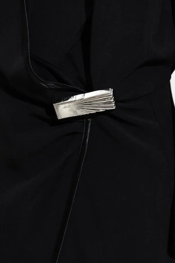 Attico Floor-length Dress With Silver Appliqu - Black