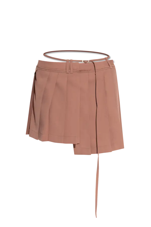 Acne Studios Asymmetrical Pleated Mini Skirt - Brown