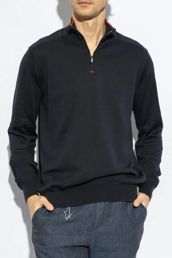 Paul & Shark Silk And Cotton Sweater With Quarter Zip