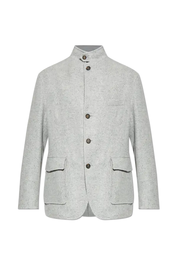 Eleventy Cashmere And Silk Mandarin Collar Blazer