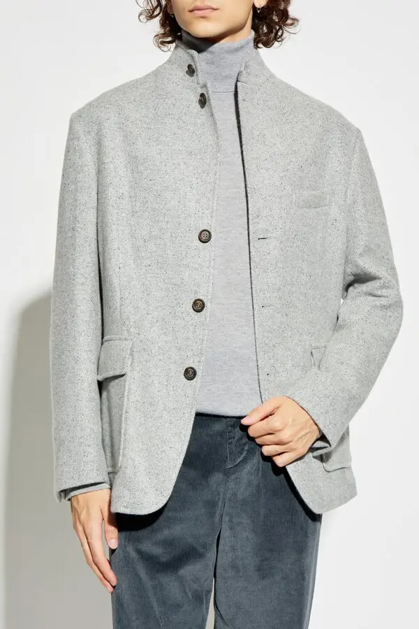 Eleventy Cashmere And Silk Mandarin Collar Blazer