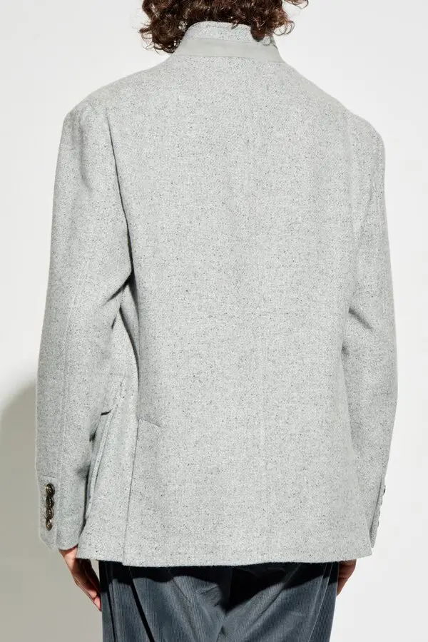 Eleventy Cashmere And Silk Mandarin Collar Blazer