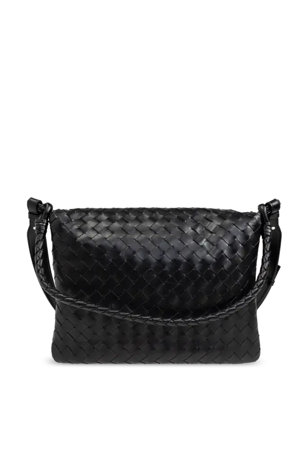 Bottega Veneta Shoulder Bag With Woven Pattern - Black