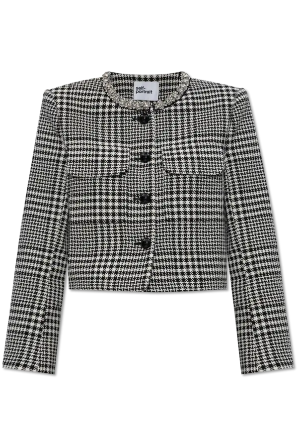 SELF-PORTRAIT Houndstooth Cropped Jacket