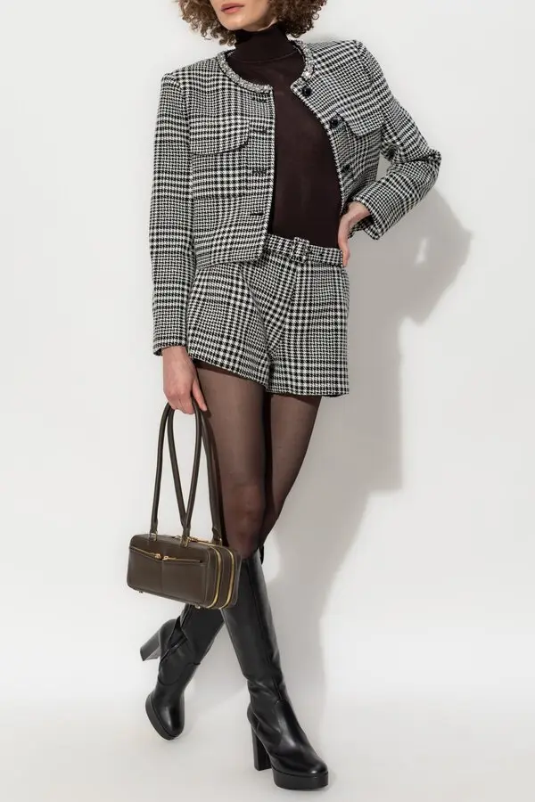 SELF-PORTRAIT Houndstooth Cropped Jacket